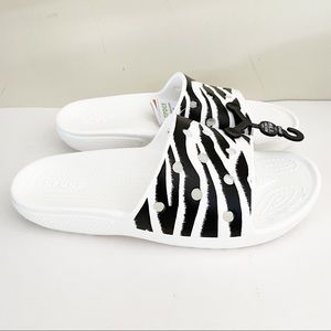 CROCS | Shoes | Crocs Classic Slip On Slides Animal Zebra Print | Poshmark